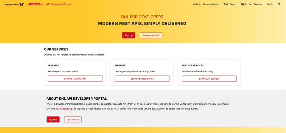 DHL API Developer Portal (2024) | DevPortal Awards